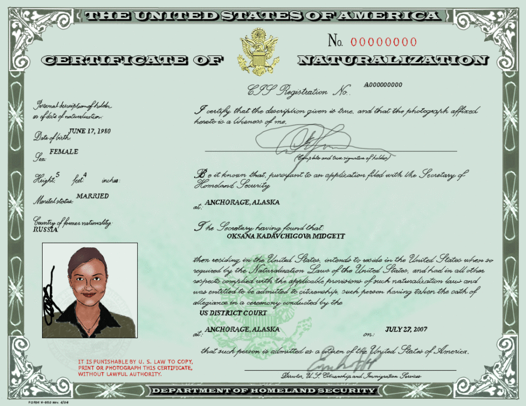 Naturalization Certificate U S Immigration Information